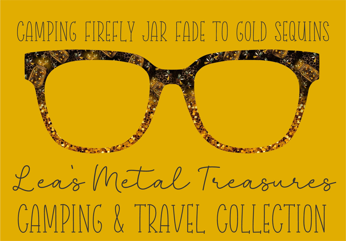 CAMPING FIREFLY JAR FADE TO GOLD SEQUINS Eyewear Frame Toppers COMES W ...