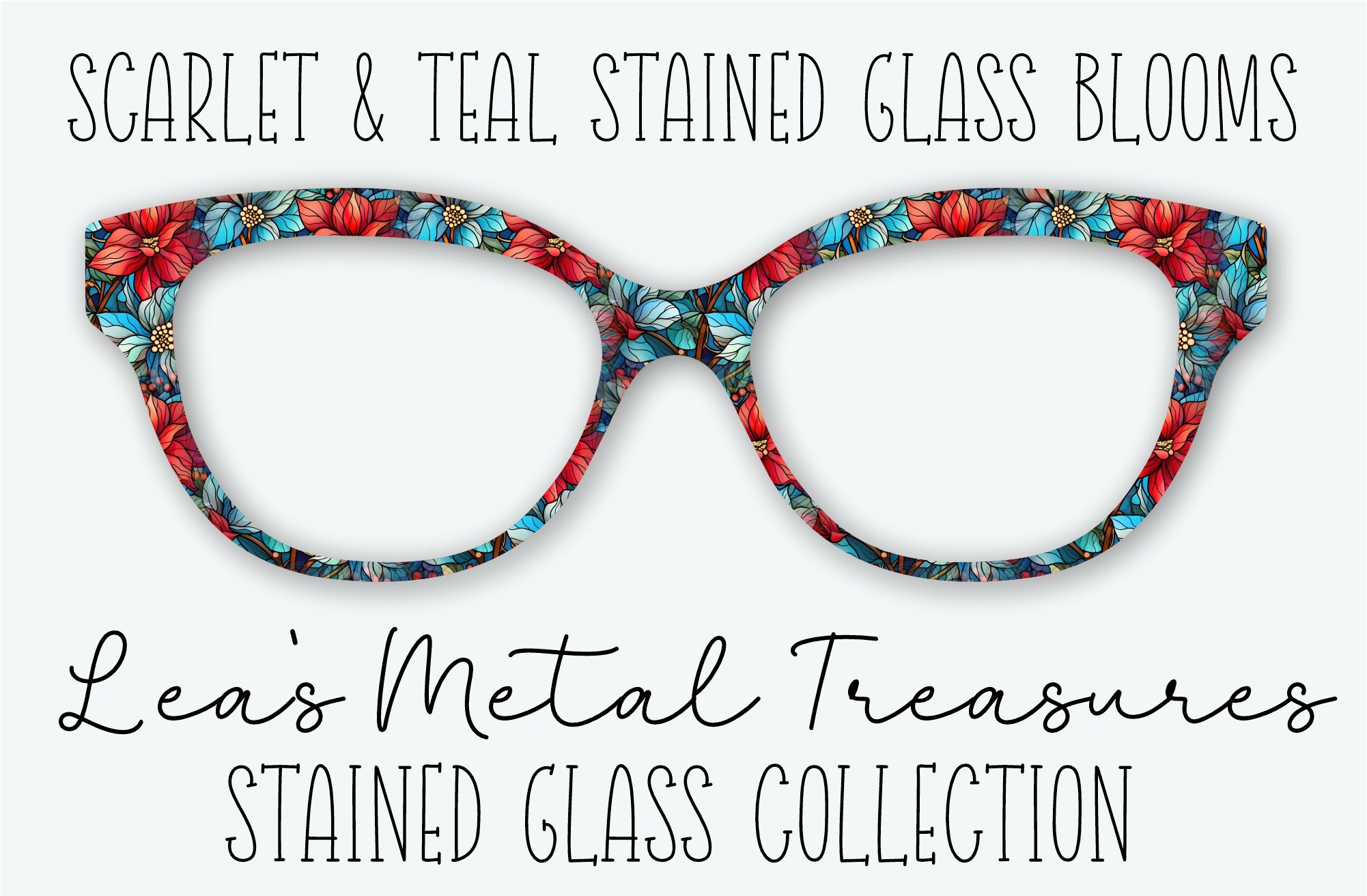 Scarlet and Teal Stained Glass Blossoms Eyewear Frame Toppers – Twinkle ...