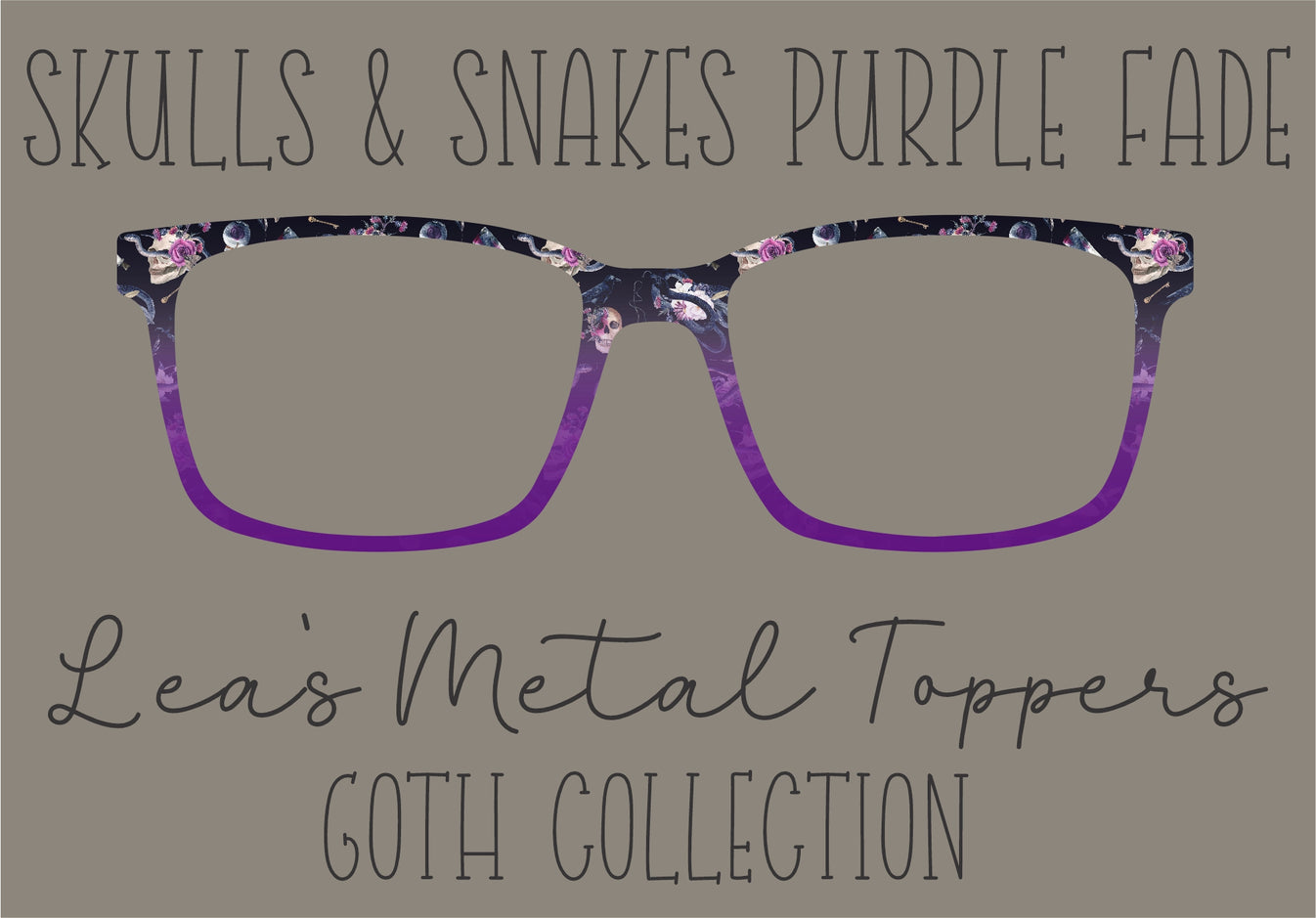 SKULLS AND SNAKES PURPLE FADE Eyewear Frame Toppers COMES WITH MAGNETS ...